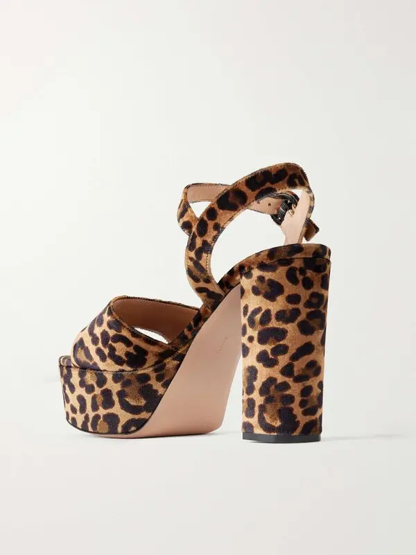 GIANVITO ROSSI 70 Leopard-print Velvet Sandals