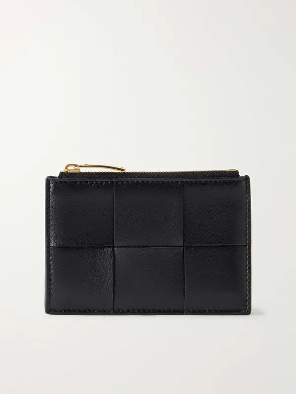 Bottega Veneta Cassette Intrecciato Leather Cardholder - Black