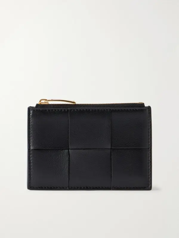 Bottega Veneta Cassette Intrecciato Leather Cardholder - Black