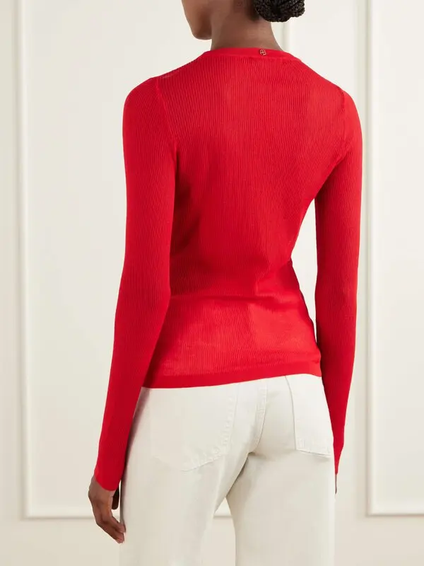 ANINE BING Tiana Ribbed Cotton-blend Sweater