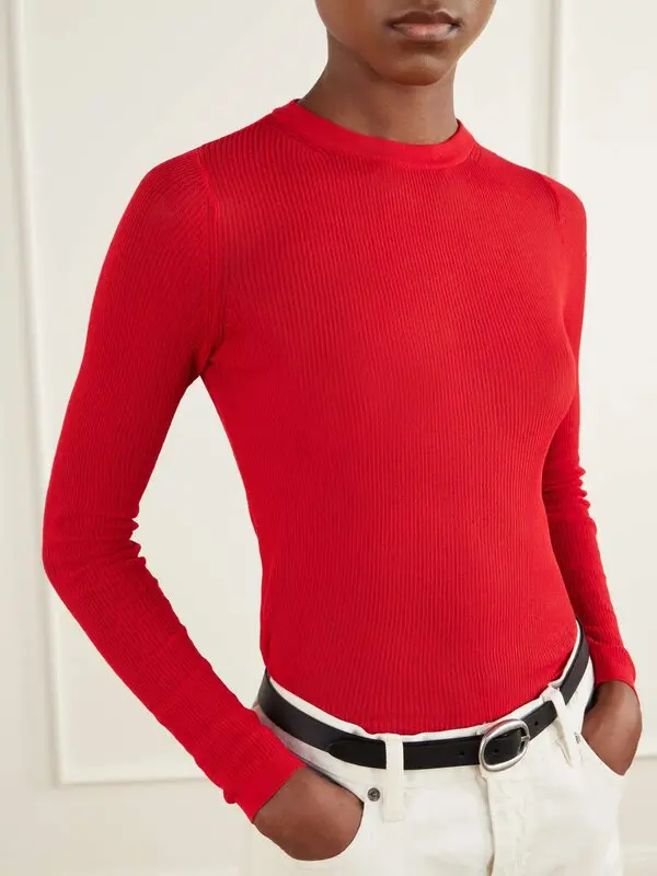 ANINE BING Tiana Ribbed Cotton-blend Sweater