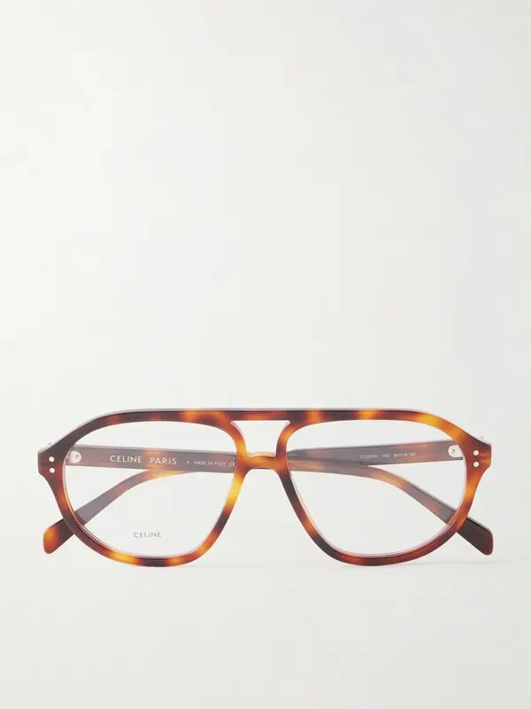Celine Triomphe Aviator-frame Acetate Optical Glasses - Tortoiseshell