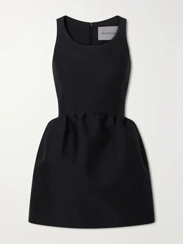 Balenciaga Wool And Silk-blend Mini Dress - Black