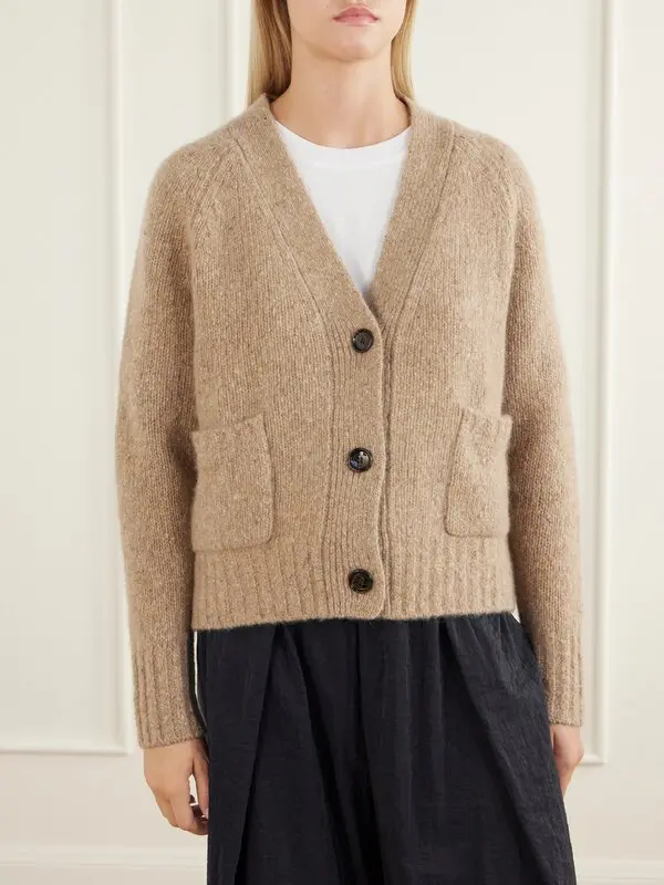 ALLUDE V-neck Cashmere Cardigan - Brown
