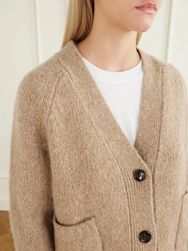 ALLUDE V-neck Cashmere Cardigan - Brown