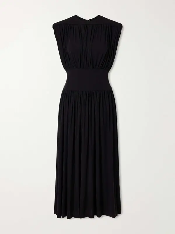 ANINE BING Fran Gathered Crepe Midi Dress
