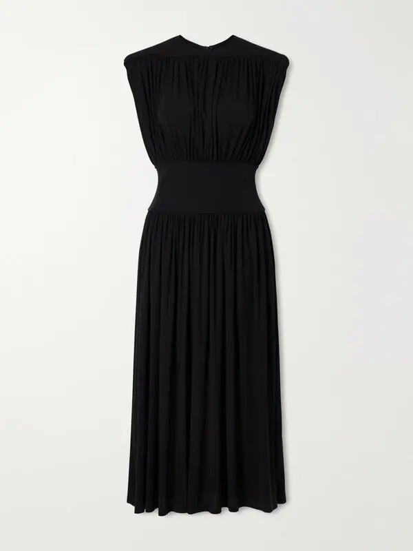 ANINE BING Fran Gathered Crepe Midi Dress