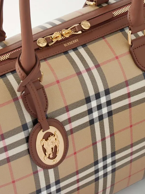 Burberry Medium Check Zip Leather-trimmed Tote