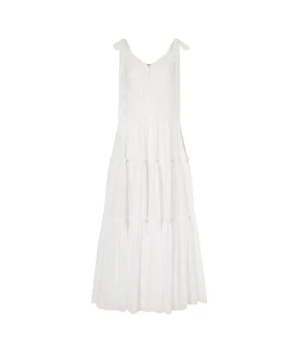 Chloé Tiered Broderie Anglaise Cotton Maxi Dress - White