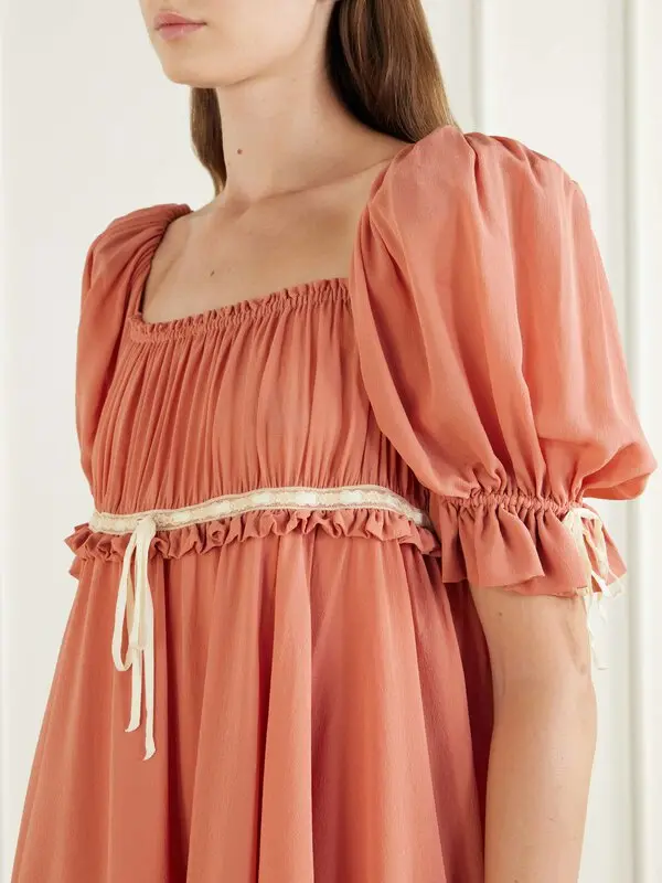 Chloé Gathered Silk-georgette Mini Dress