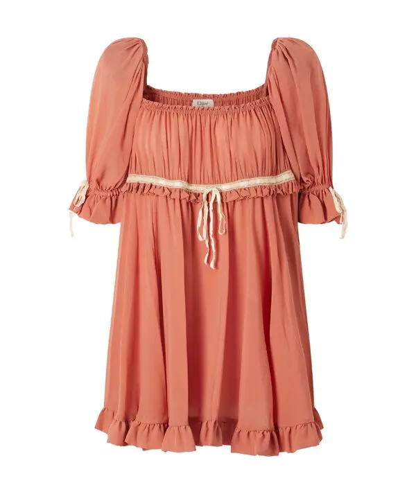 Chloé Gathered Silk-georgette Mini Dress