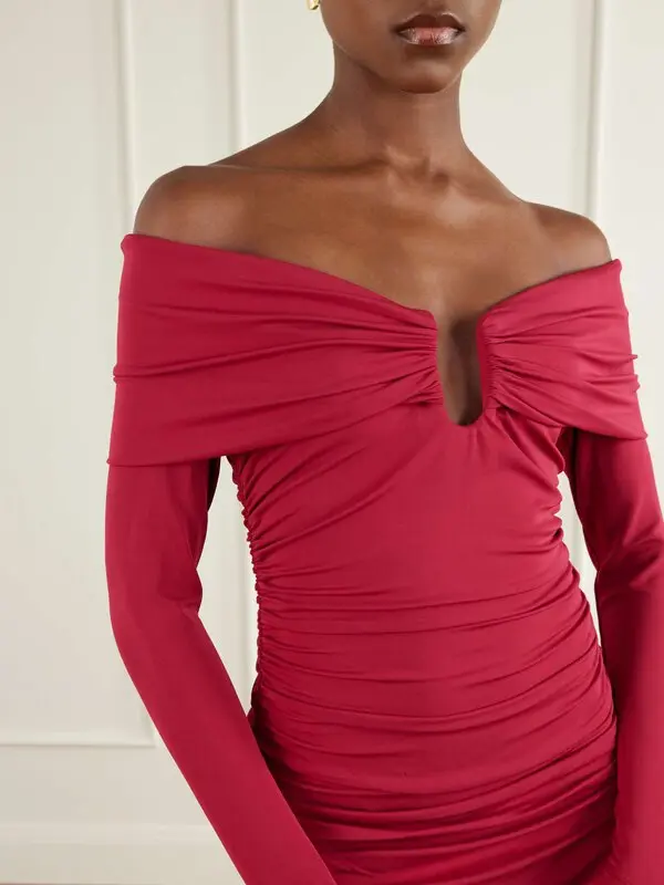 Carolina Herrera Draped Off-shoulder Jersey-stretch Midi Dress