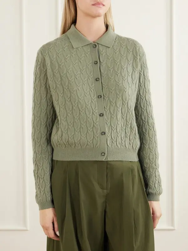 ALLUDE Cable-knit Cashmere Cardigan