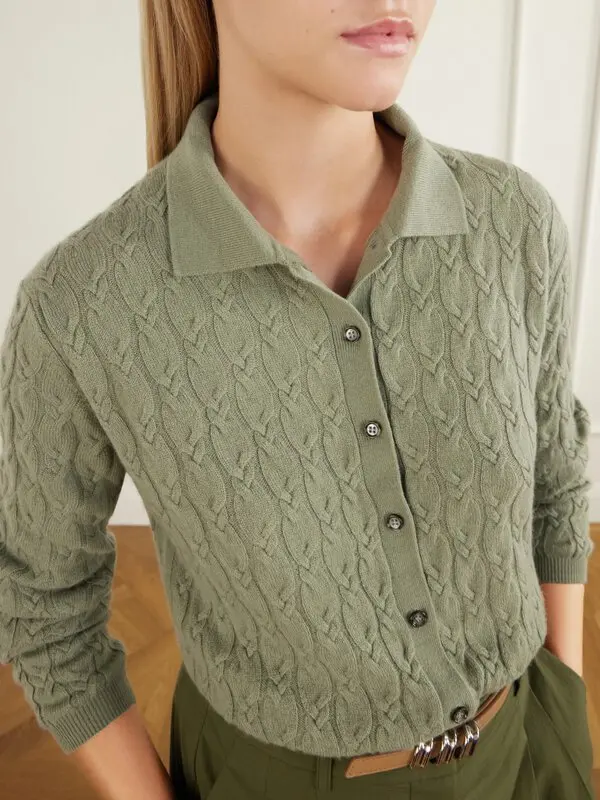 ALLUDE Cable-knit Cashmere Cardigan