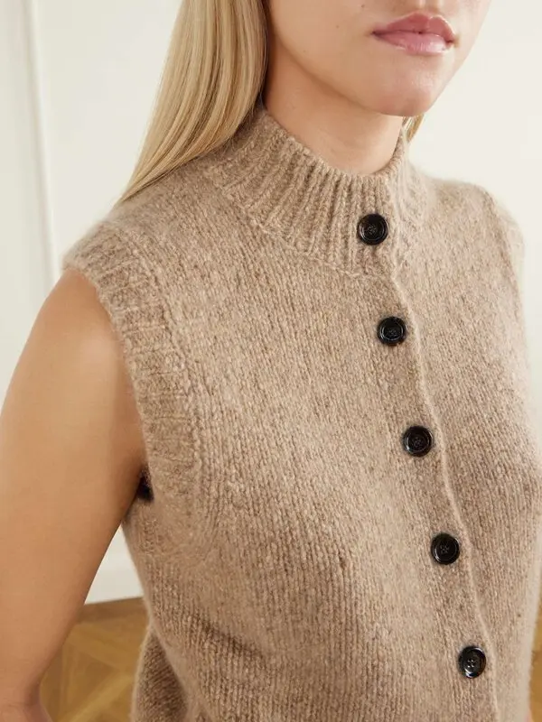 ALLUDE Button-down Cashmere Vest