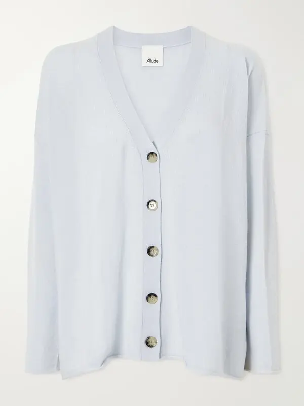 ALLUDE V-neck Cashmere Cardigan - Blue