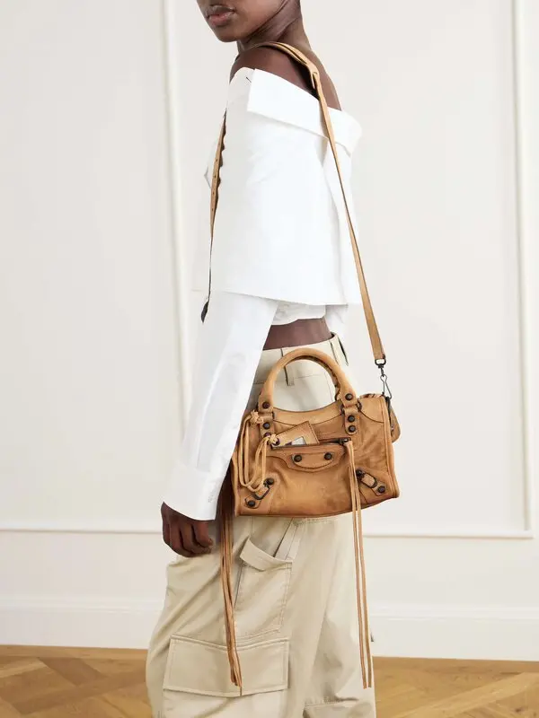 Balenciaga Le City Mini Suede Shoulder Bag