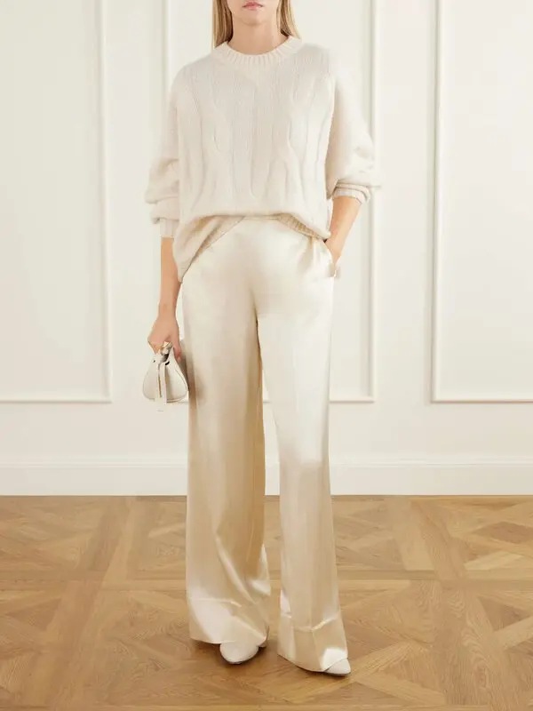 ALLUDE Cable-knit Cashmere And Silk-blend Sweater