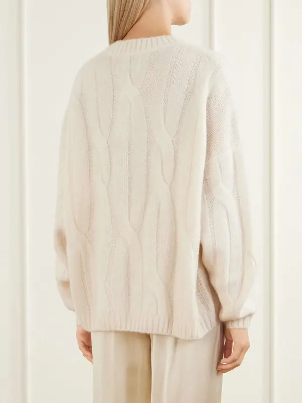 ALLUDE Cable-knit Cashmere And Silk-blend Sweater