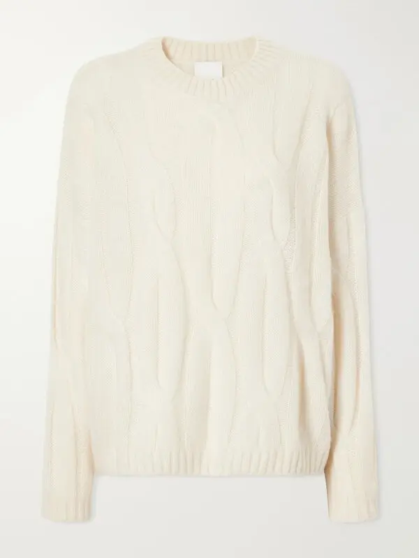 ALLUDE Cable Knit Cashmere And Silk-blend Sweater - Neutrals
