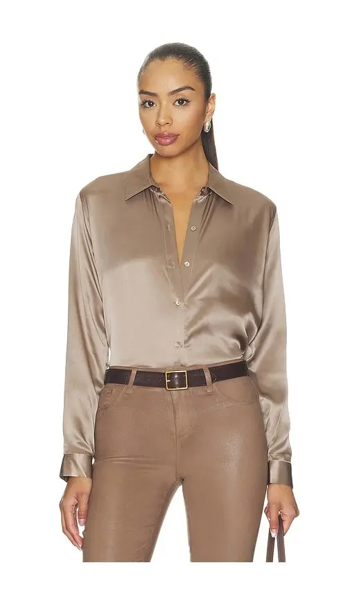 L'Agence Tyler Long Sleeve Blouse In Tan