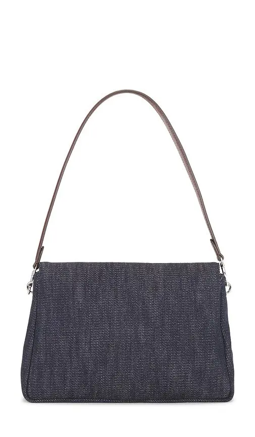 Tory Burch Charlie Denim Shoulder Bag In Navy