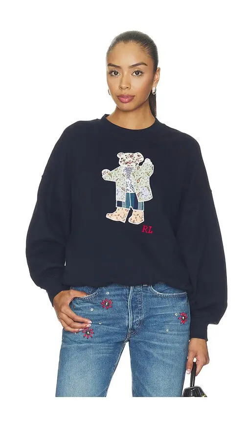 Polo Ralph Lauren Fleece Crew Neck Sweatshirt In Navy