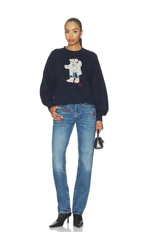 Polo Ralph Lauren Fleece Crew Neck Sweatshirt In Navy