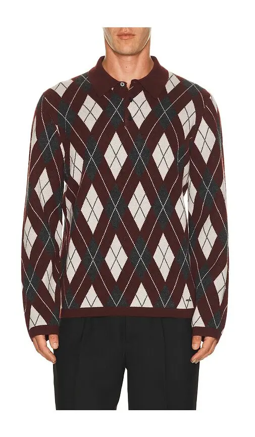 Simkhai Callum Cashmere Argyle Polo In Multi