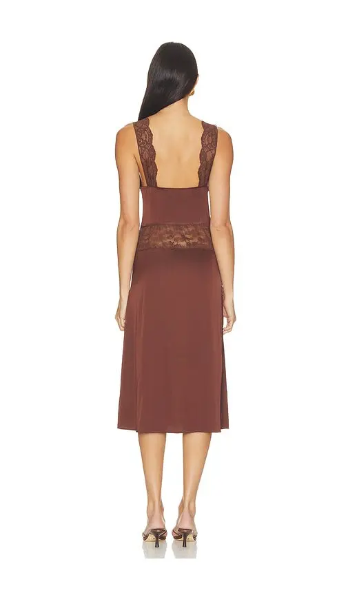 MORE TO COME Georgianna Lace Midi Dress - Brown