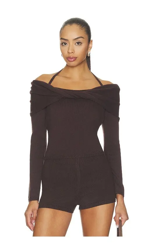 Simkhai Cambria Long Sleeve Off Shoulder Top