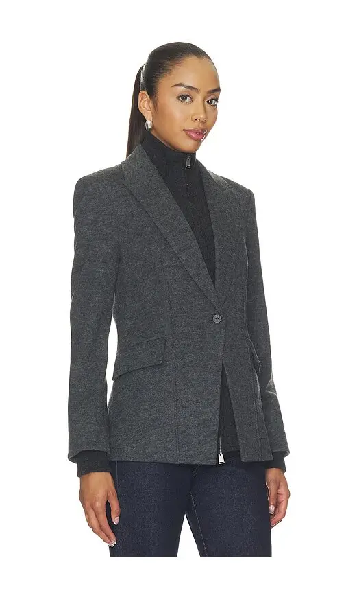 Simkhai Auden Knit Combo Blazer In Charcoal