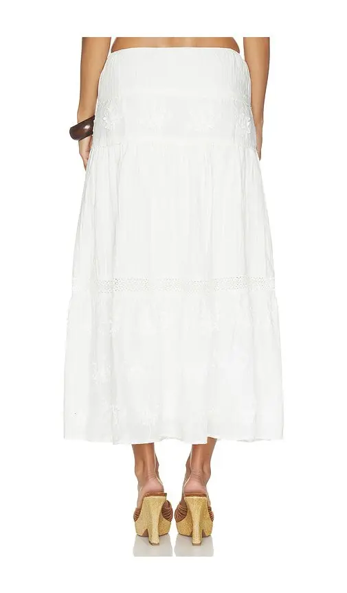 Astr The Label Tiered Embroidered Maxi Skirt