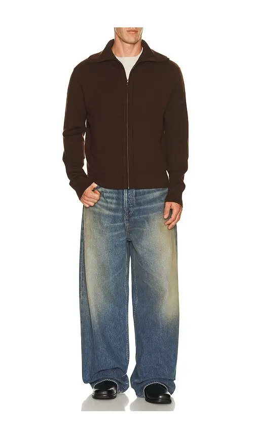 ENTIRE STUDIOS Knit Zip Up Jacket In Brown