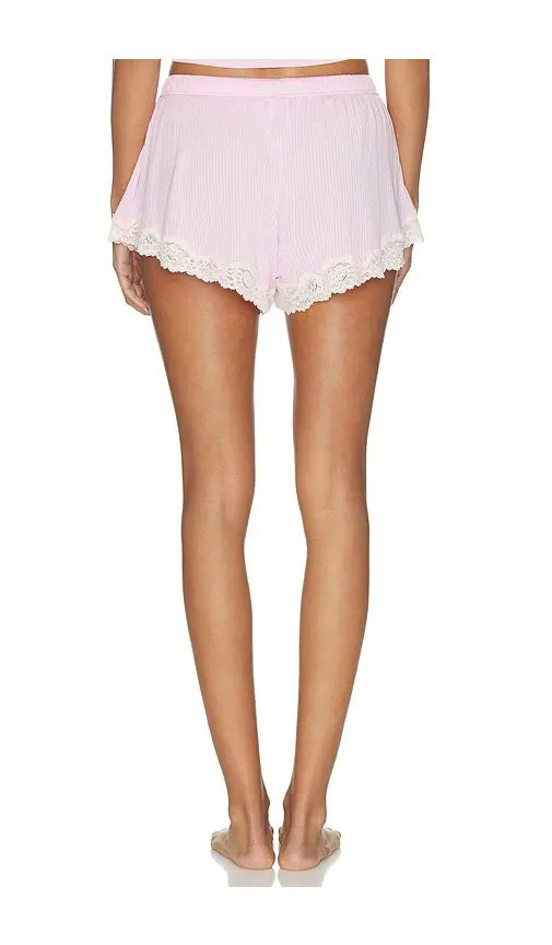 FLEUR DU MAL Butter Rib Flutter Shorts In Pink