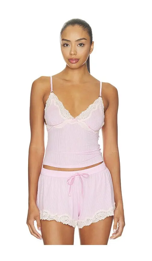 FLEUR DU MAL Butter Rib Cami Top In Pink
