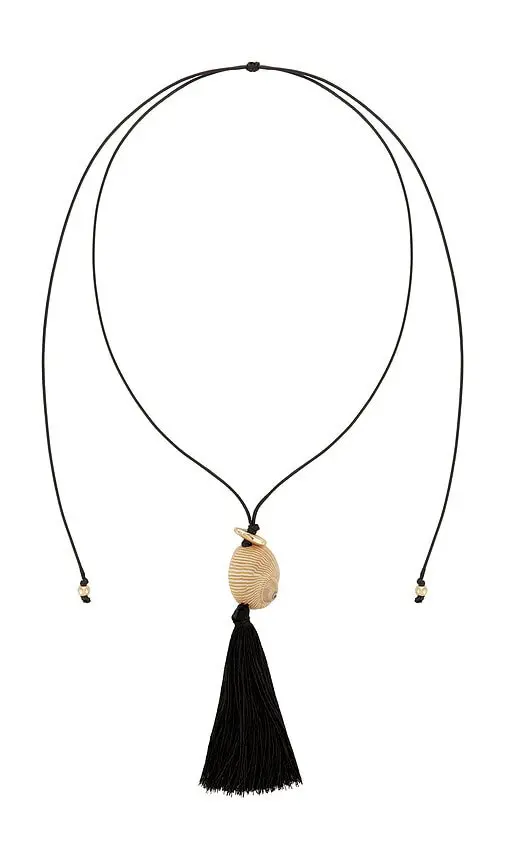 8 Other Reasons Statement Necklace With Shell Pendant And Tassel Accent - Black