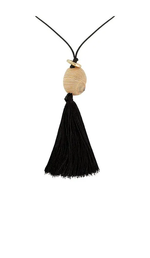 8 Other Reasons Statement Necklace With Shell Pendant And Tassel Accent - Black
