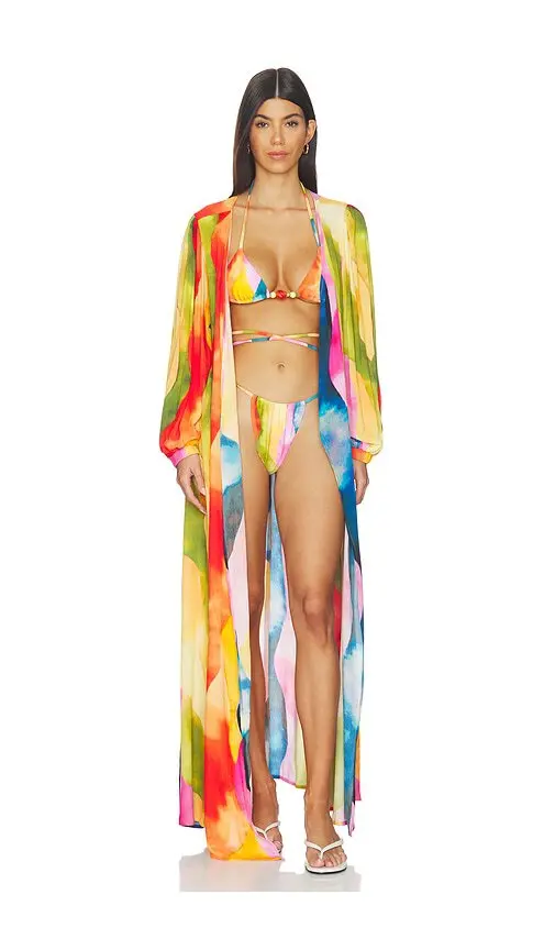 VILLA FRESCA Norah Triangle Bikini Top In Multi