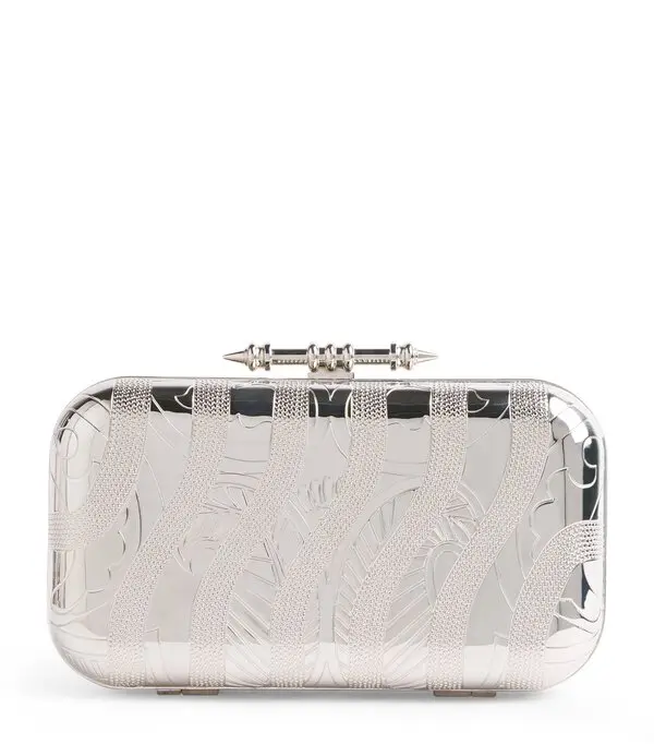 OKHTEIN Chrome And Swarovski Sahra Clutch Bag - Silver