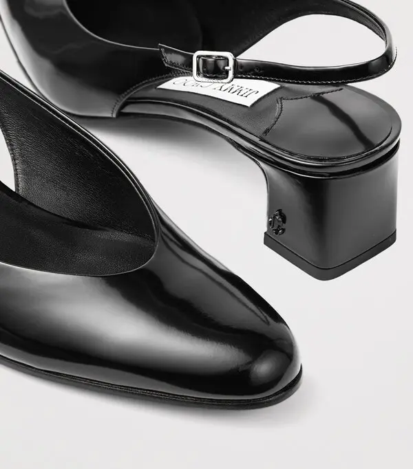 JIMMY CHOO Eyla 45 Leather Slingback Pumps