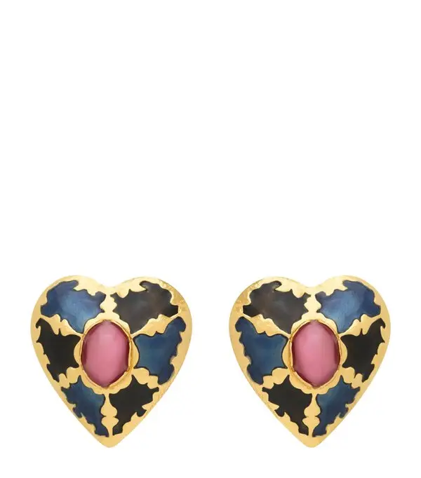 Saint Laurent Enamel Heart Clip-on Earrings