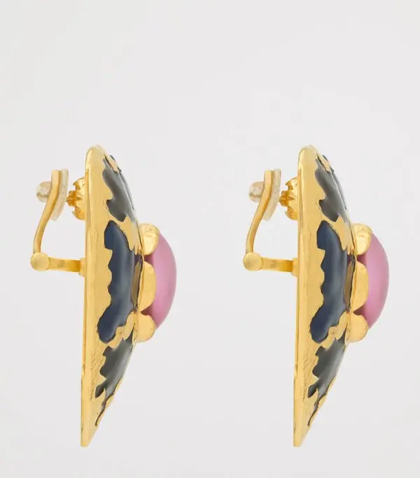 Saint Laurent Enamel Heart Clip-on Earrings