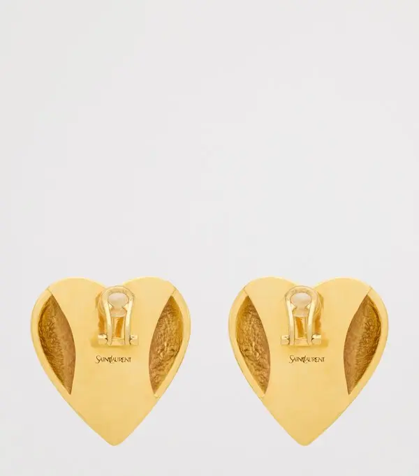 Saint Laurent Enamel Heart Clip-on Earrings