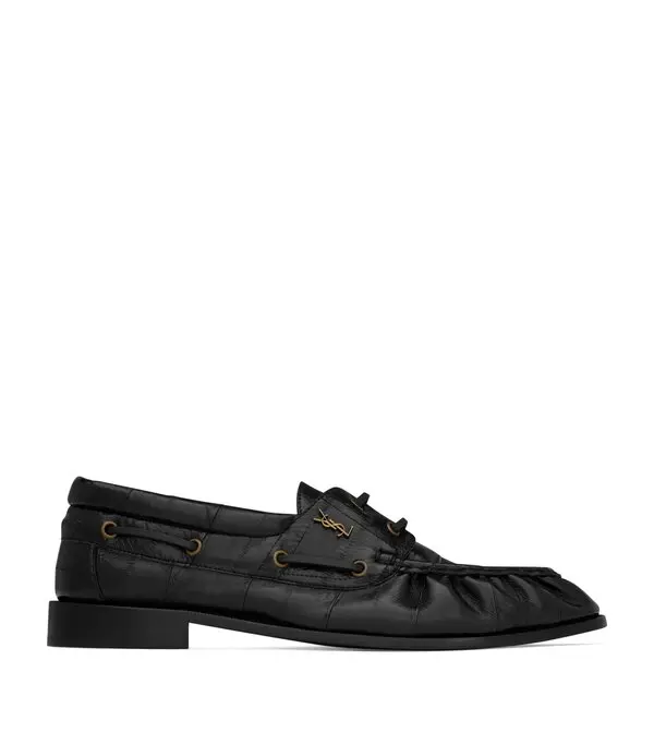 Saint Laurent Leather Bateau Le Loafers - Black