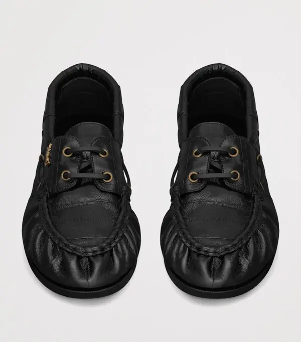 Saint Laurent Leather Bateau Le Loafers - Black