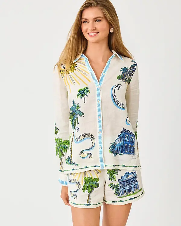 Lilly Pulitzer® 5" Croix Linen Shorts - Coconut