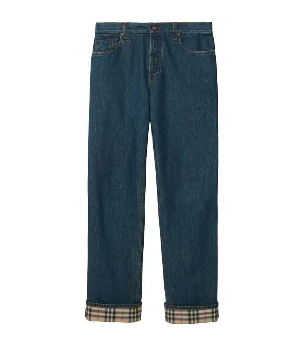 Burberry Check Turn-up Straight Jeans