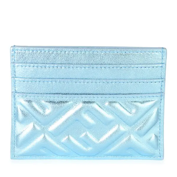 Fendi Metallic Nappa Ff Card Case - Blue