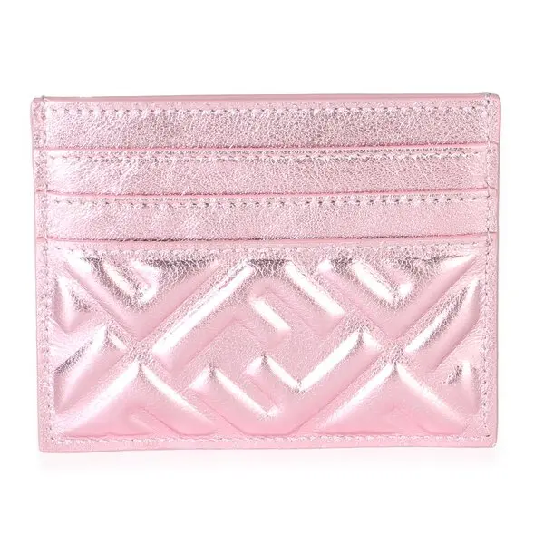 Fendi Metallic Nappa Ff Card Case - Pink